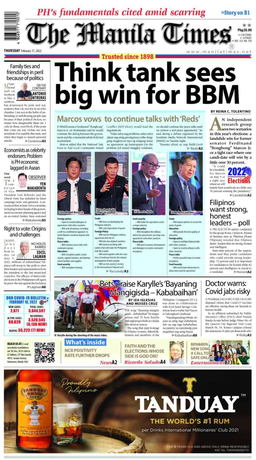 ASEANEWSPAPER HARD COPIES | 17 Feb. 2022 | 2022 PHILIPPINE ELECTION ...